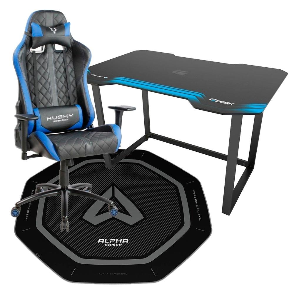Kit Cadeira Gamer Husky Gaming Hailstorm, Black/Blue + Mesa Gamer ...