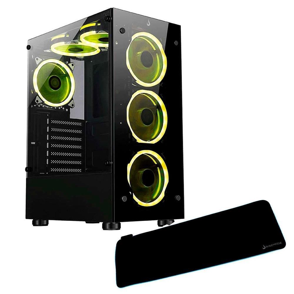 Kit - Gabinete Gamer Rise Mode Glass 06X - RM-CA-06X-FB + Mousepad ...