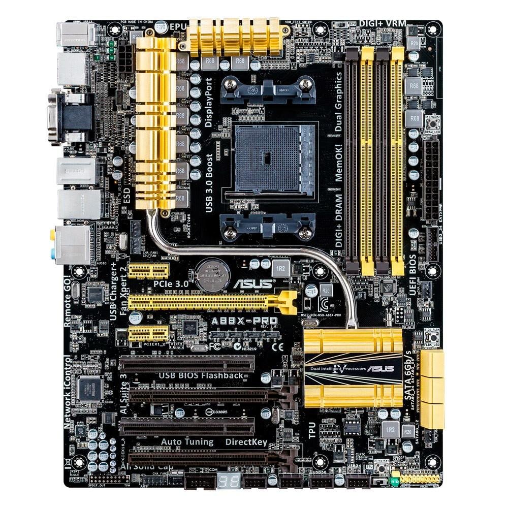 Placa-Mãe ASUS p/ AMD FM2+ ATX A88X-PRO, 4x DDR3, CFX, UEFI Bios, GPU ...