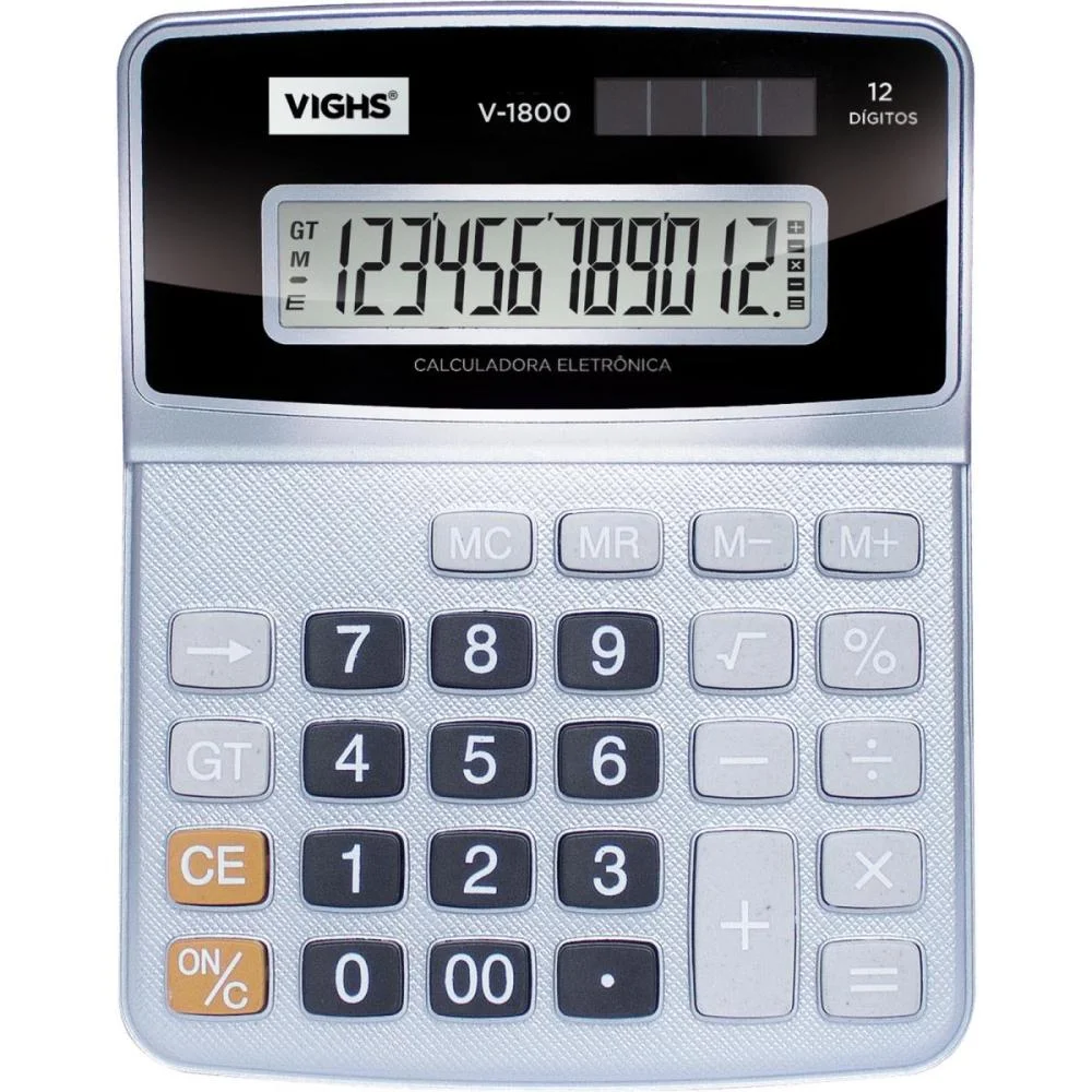 Calculadora De Mesa Vighs 12 Dígitos LCD KaBuM
