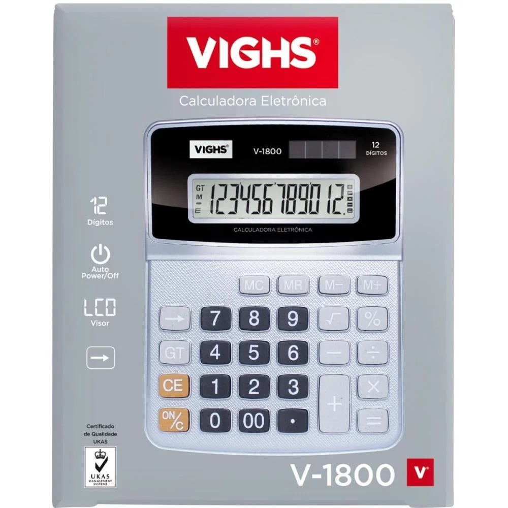 Calculadora De Mesa Vighs 12 Dígitos LCD KaBuM