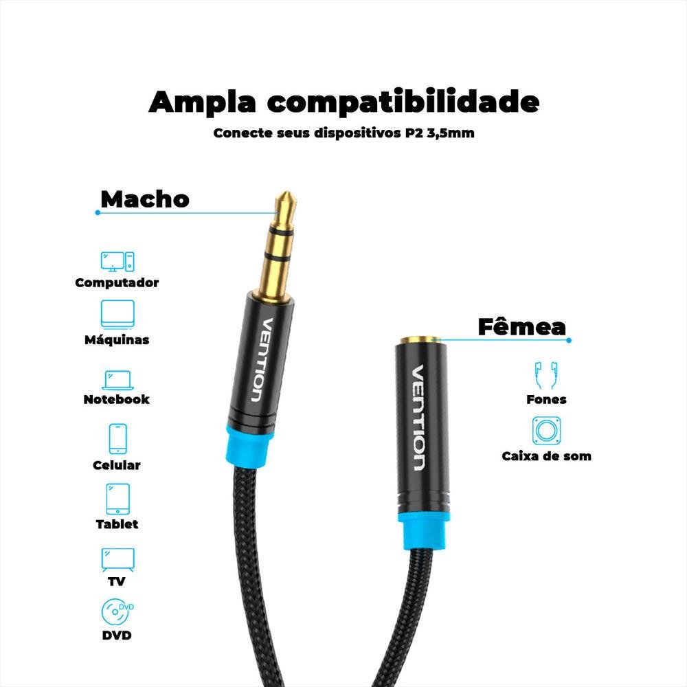 Cabo Extensor Vention P2 MachoFêmea 3M KaBuM